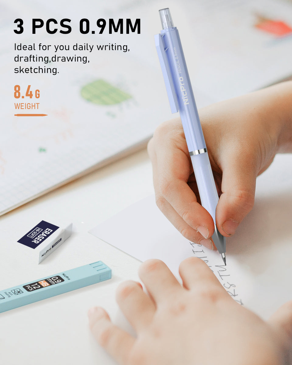 Nicpro 3PCS Pastel Mechanical Pencil Set, Cute Mechanical Pencils 0.9