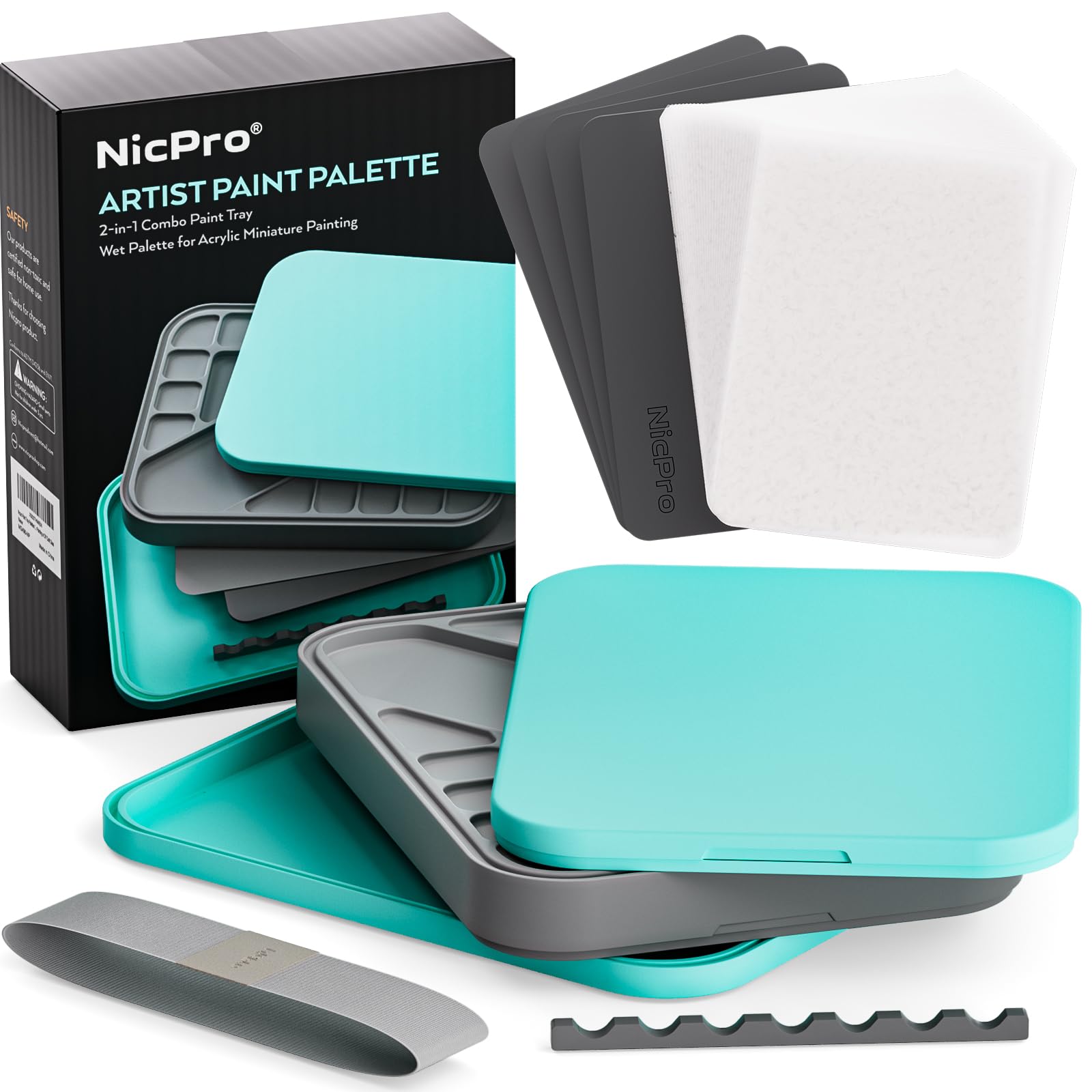 Nicpro Stay Wet Palette for Acrylic Miniature Painting Kit, Paint Tray