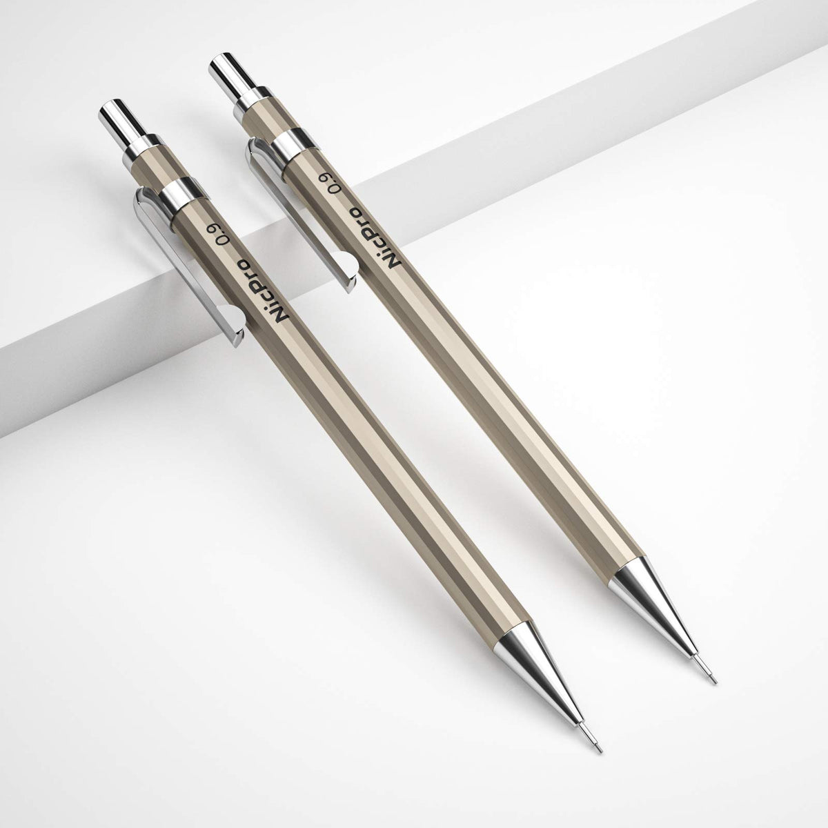 Metal 0.9 mm Mechanical Pencil Set with Case, 2 PCS Nicpro Drafting Pe