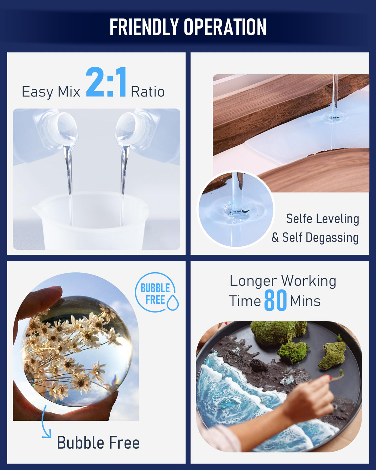 Nicpro 1.5 Gallon Deep Pour Epoxy Resin Kit, 2 to 4 Inch Depth Crystal