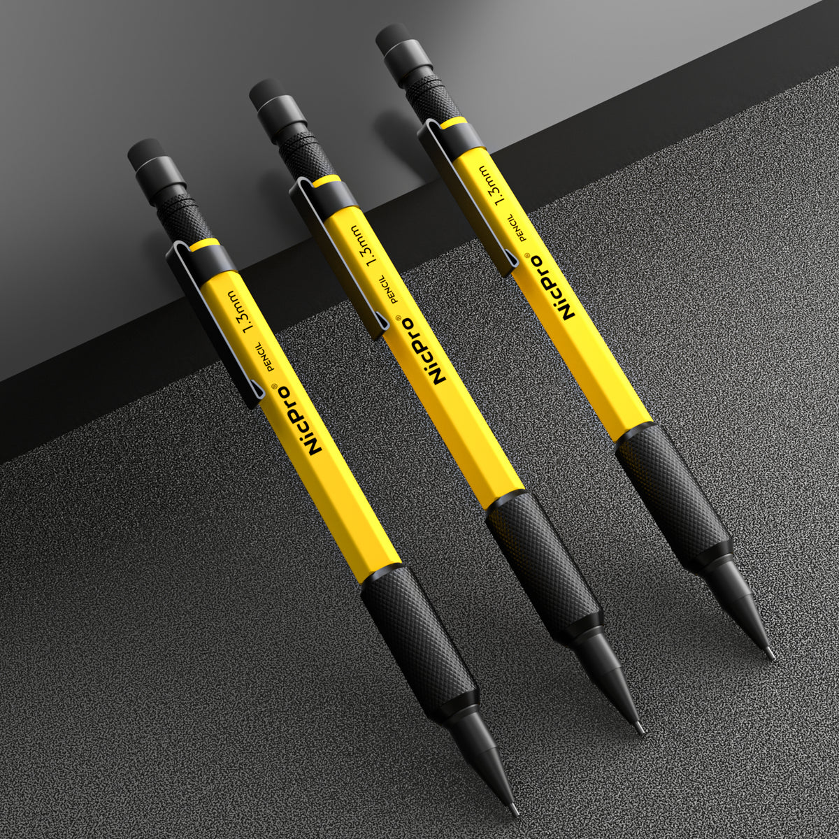 Nicpro 3 PCS 1.3 mm Mechanical Pencils Set with 36 Lead Refill, 3 Eras