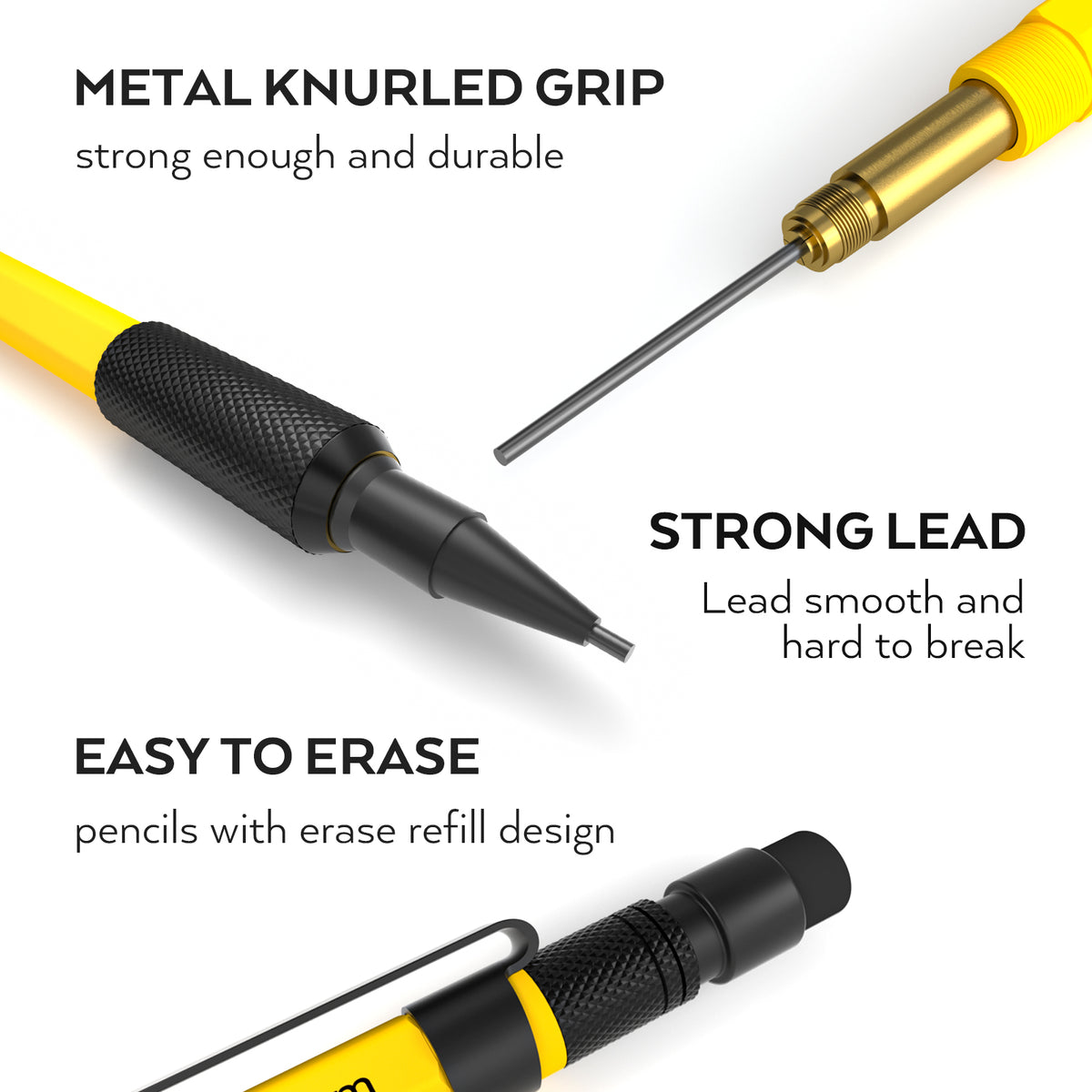 Nicpro 1.3 mm Mechanical Pencils Set with 12 Lead Refill, Eraser - Wea