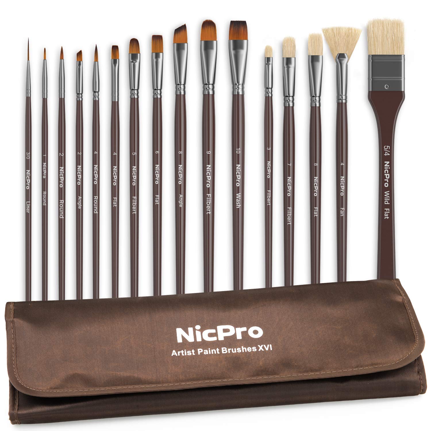 Nicpro Professional Paint Brushes for Acrylic Watercolor Oil Gouache P