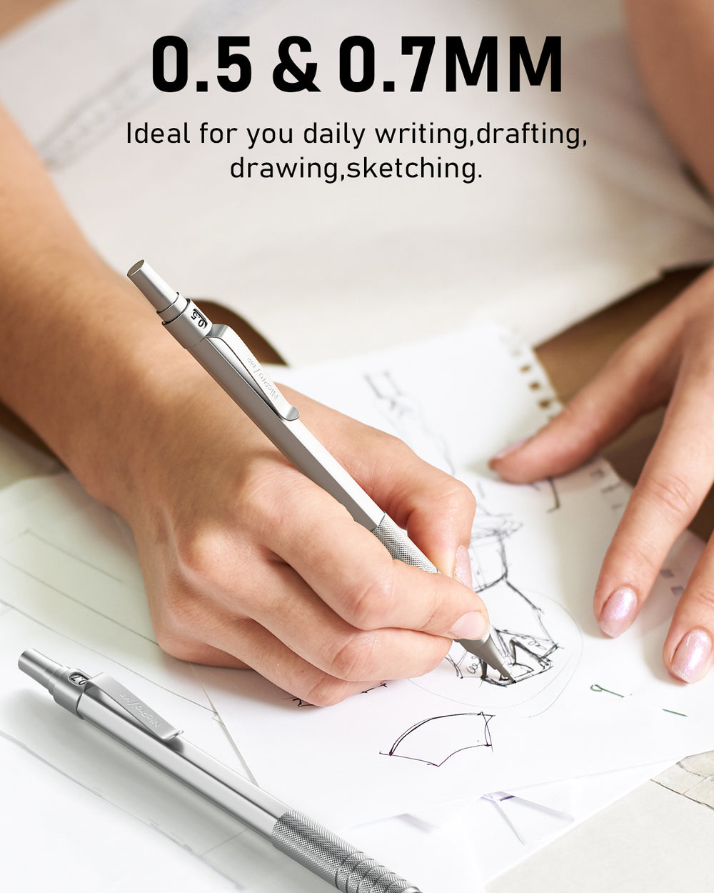 Nicpro Mechanical Pencils Set, Metal Automatic Drafting Pencil 0.5 mm
