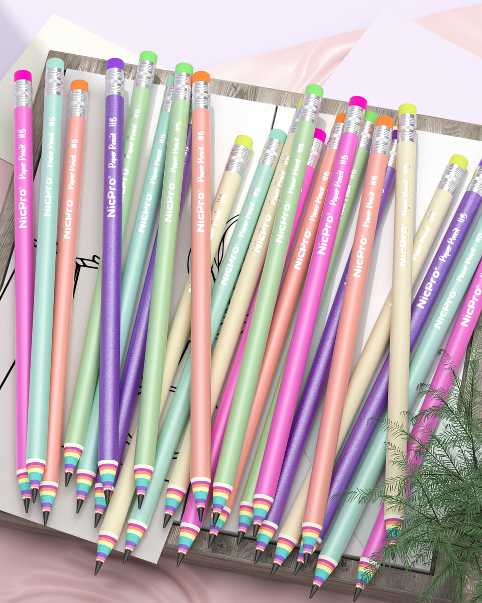 Nicpro 24PCS Pencils #2, HB Rainbow Colored Paper Pencils, Pre-Sharpen